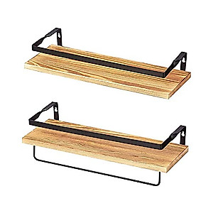 Coral Flower Floating Wall Mounted Shelves for Kitchen, Bathroom,Set of 2, 16.10inch, Brown