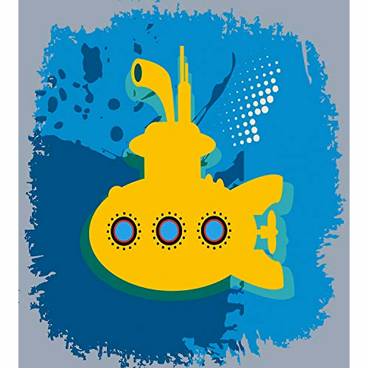 Ambesonne Yellow Submarine Duvet Cover Set, Illustration of a Submarine Bubbles Under The Sea Print, Decorative 3 Piece Bedding Set with 2 Pillow Shams, California King, Mustard and Petrol Blue