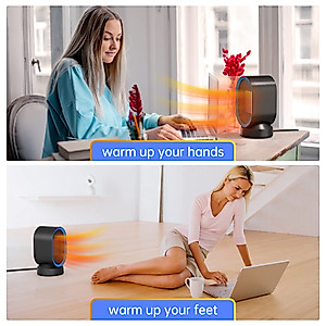 Portable Space Heater, Oscillating Desk Heater for Indoor Use，Electric PTC Ceramic Heaters with Tip-Over, Overheating Protection for Office, Bedroom, Home