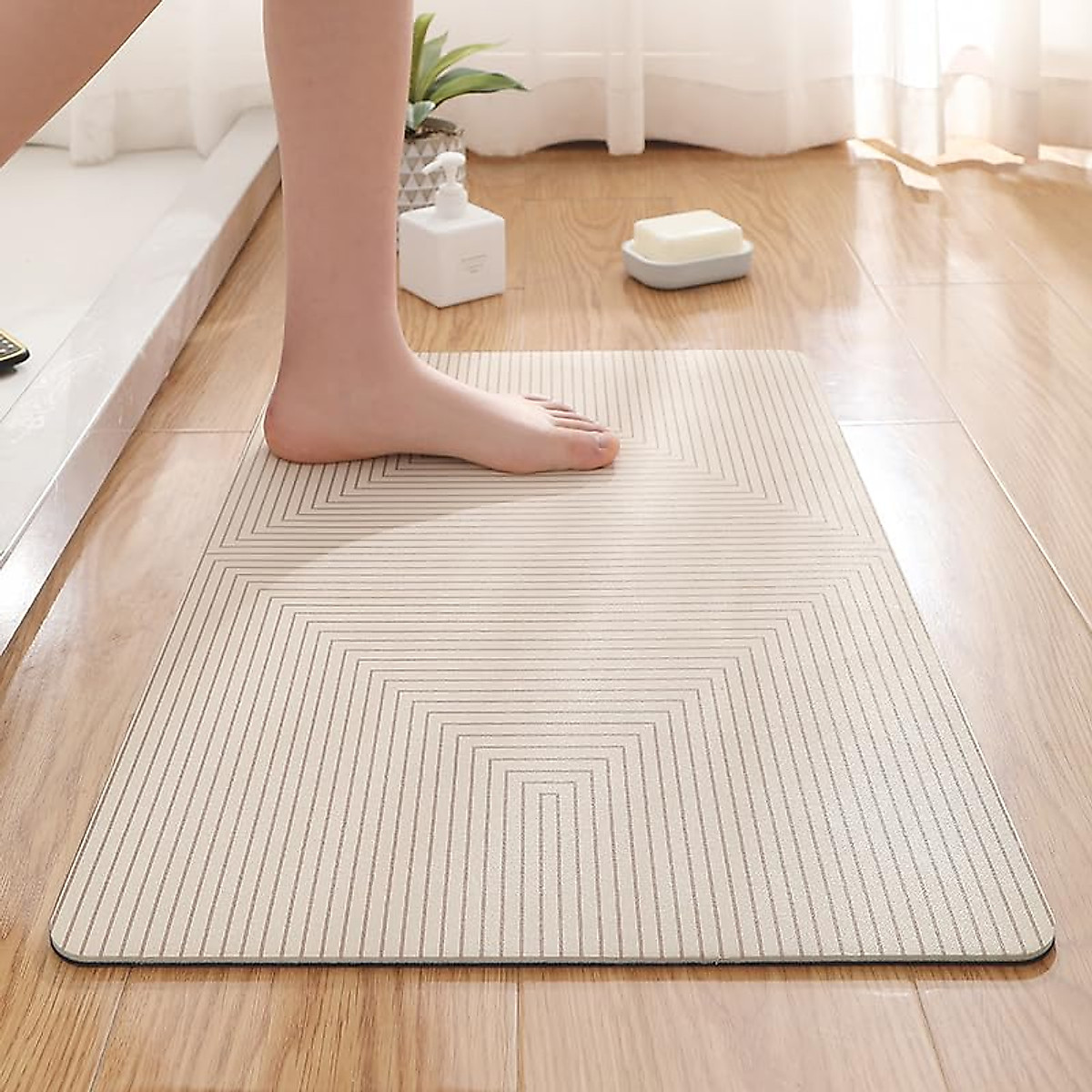 Super Absorbent, Fast Drying Diatomite Earth Bath Mat - Non-Slip, Ultimate Bathroom Floor Safety, Quick Clean Shower Mat, Ideal for Bathrooms, Kitchens & Showers, 32 x 20 inches