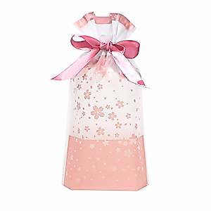 SumDirect 50 Pcs 6x9 Inch Pink Plastic Drawstring Gift Bags, Cherry Blossom Party Favor Treat Bags with Satin Drawstring