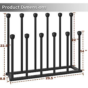 Tigerden 22.5 Inches Free Standing Shoe Racks, Tall Black Metal Boot Rack Organizer for 6 Pairs, Knee-High Boot Storage Shelf for Closet, Bedroom, Entryway, Hallway, Black