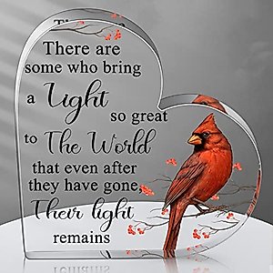Red Cardinal Gifts Sympathy Gifts Memorial Gift for Loss of Loved One Sympathy Decorations Acrylic Glass Heart Memorial Gift Table Centerpieces Remembrance Decor (Classic Style)