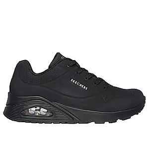 Skechers womens Skecher Street Women's Uno - Stand on Air Sneaker, Black/Black, 7.5 Wide US