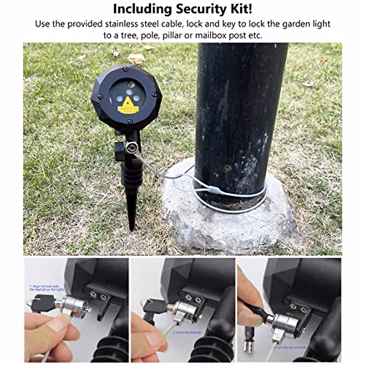 Poeland Outdoor Garden Laser Lights Waterproof Christmas Projector Lighting with Security Lock 3 Color Red Green Blue