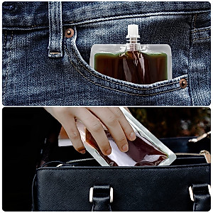 ansari Cruise Liquor Pouches Plastic Drinking Flasks Kit, Concealable And Reusable Liquor Pouches Sneak Alcohol Spout Pouch Drinking Bags for Travel Cruises (3×8oz+3×16oz), (ESONGN-1)