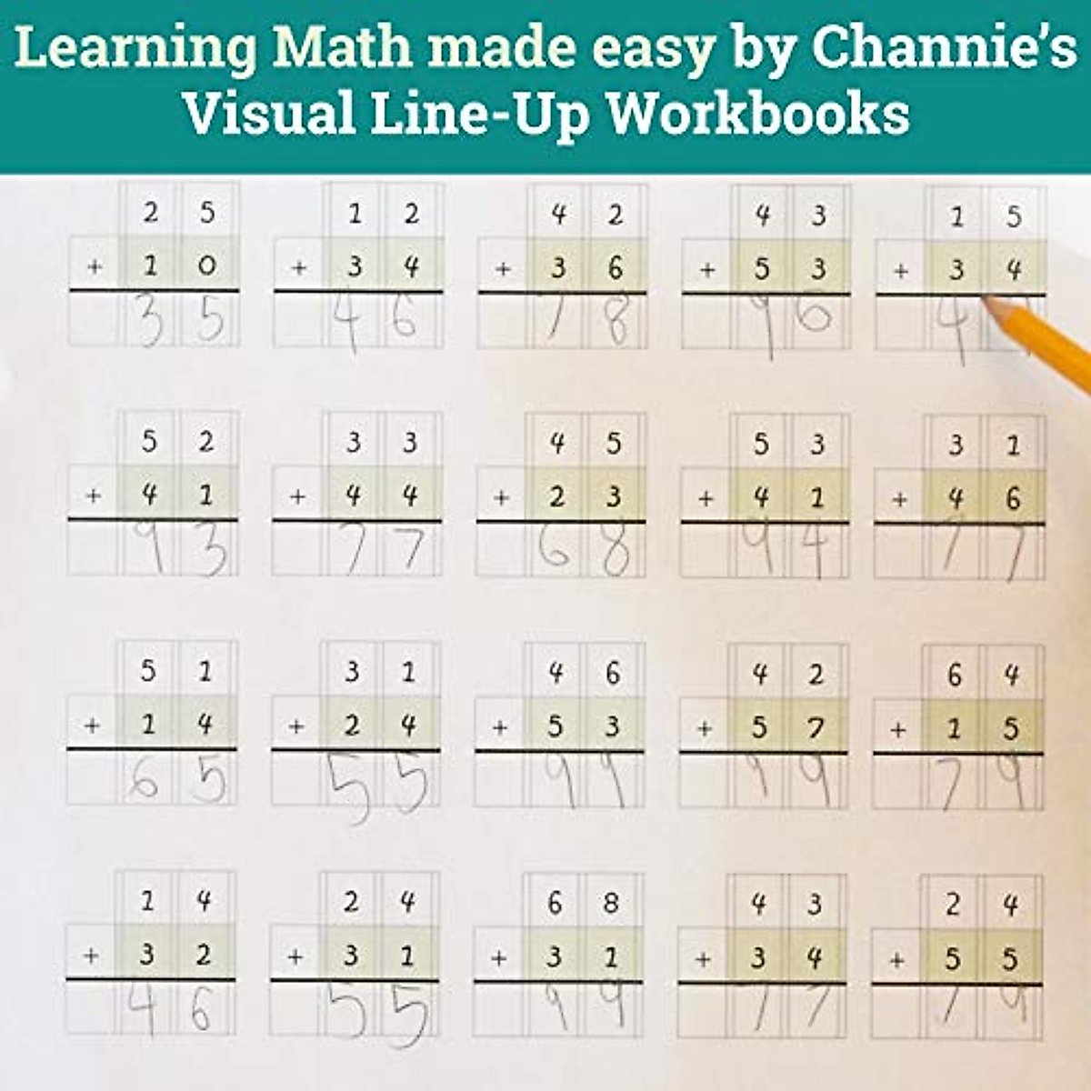 Channie's One Page A Day Double Digit Math Problem Workbook for 1st Graders, 2nd Graders, and 3rd Grade Simply Tear Off On Page a Day For Math Repetition Exercise! Addition and Subtraction Workbook