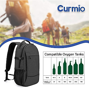 CURMIO Oxygen Tank Backpack, Portable Oxygen Cylinder Carrying Bag for Travel, Fits for Tank Size M2, M4/A, ML6, M6/B, M7, M9/C, Patent Design, Black