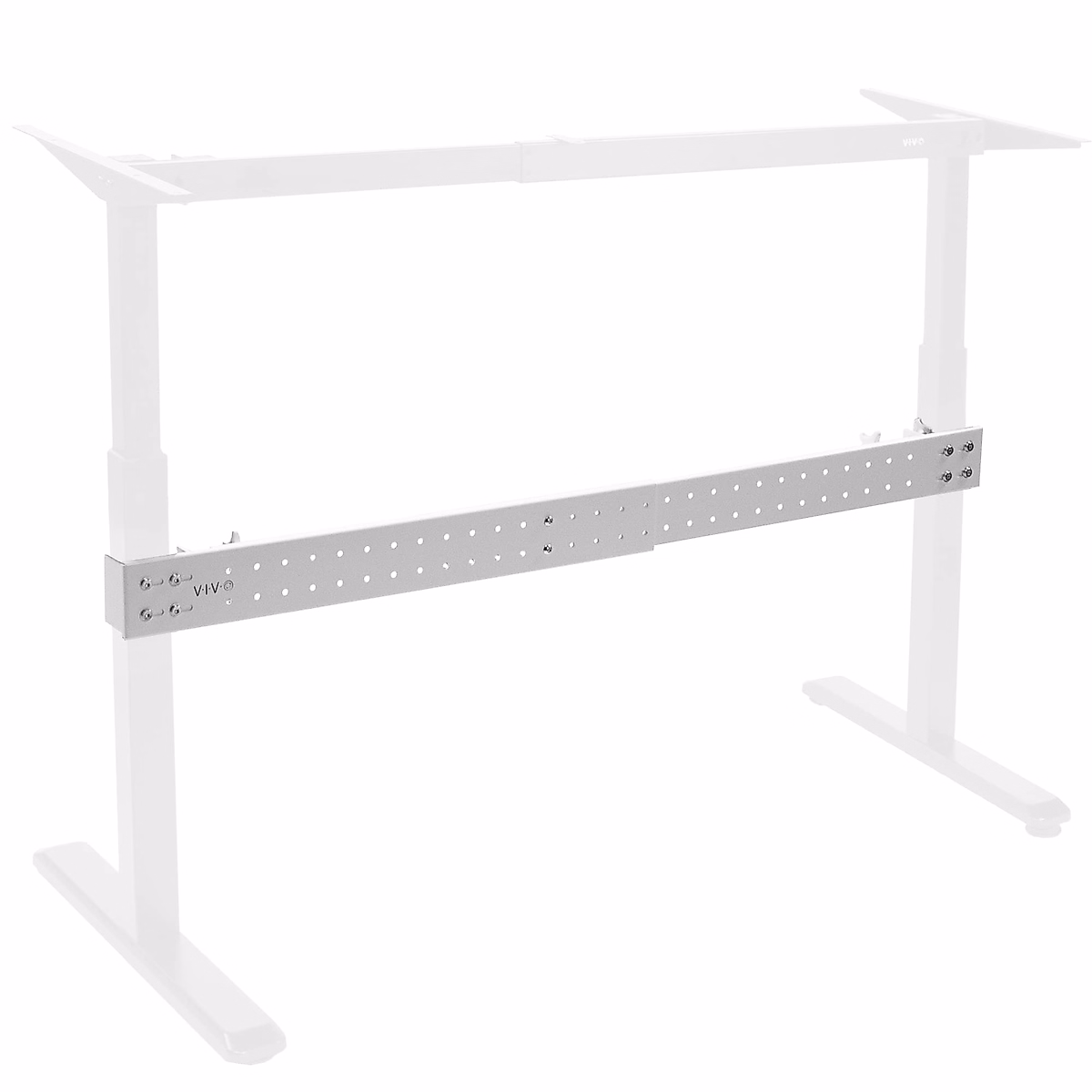 VIVO Universal Steel Clamp-on Desk Stabilizer Bar, 36 to 61.6 inch Bracket Support System for Sit to Stand Desk Frames, White, DESK-STB01W