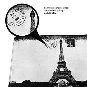 Amagical Frech Paris Eiffel Tower City of Love 16 Piece Bathroom Mat Set Shower Curtain Set Black and White Bath Mat Contour Mat Toilet Cover Waterproof Shower Curtian 12 Hooks