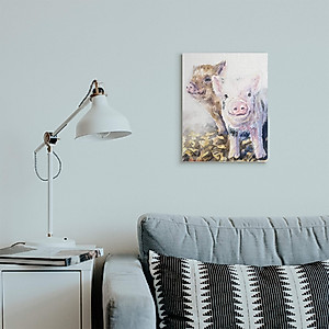 Stupell Industries Baby Piglets Smiling Adorable Farm Animals, Design by George Dyachenko Canvas Wall Art, 16 x 20, Pink