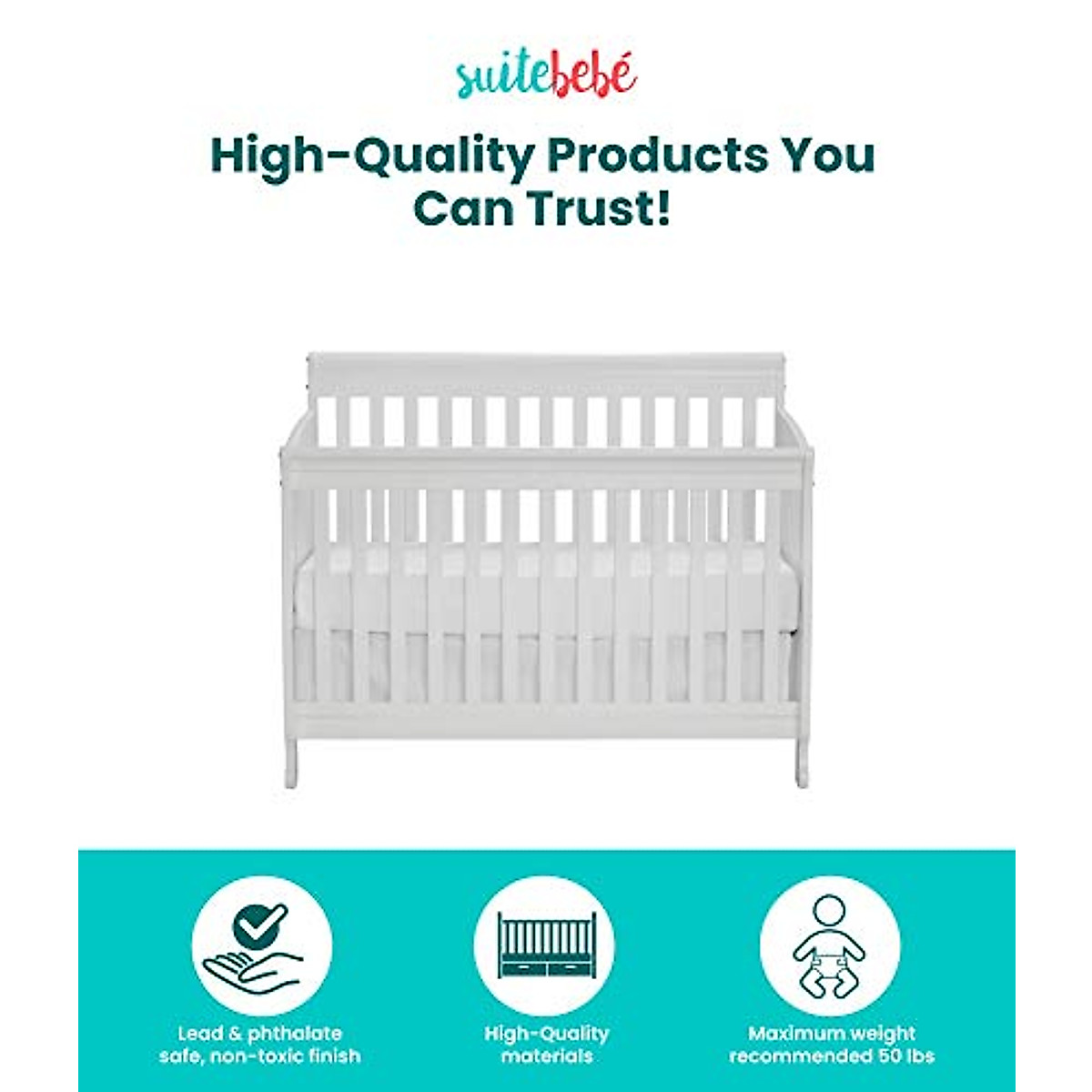 Suite Bebe Riley 4-in-1 Convertible Crib, Navy Blue