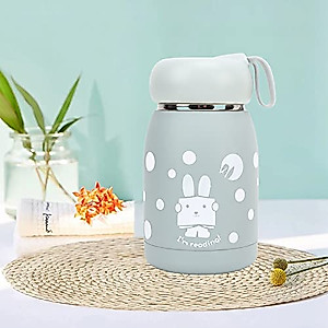 GLOGLOW Insulated Water Bottle, Stainless Steel 12 Ounce Insulation Cup for Kids, Rabbit Pattern, Double Wall for Travel (Blue)