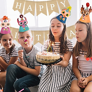 Woodland Themed Christmas Party Hats Making Kit c/w Chenille Stems & Stickers. Group Activities, DIY Art Craft Home Project. Birthday, Easter & Fiesta Decoration for Kid