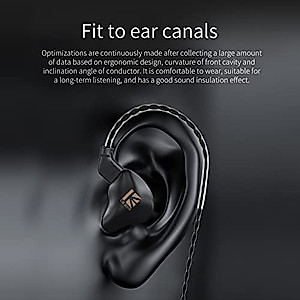 YINYOO KBEAR KS1 Monitor Earphones Wired Earphones Bass Earbuds Noise Cancelling in Ear Ear Buds Headphones with Mic,Ear Hooks,Detachable Cable for Phone Computer,Musician,Stage,Drummer(with mic)