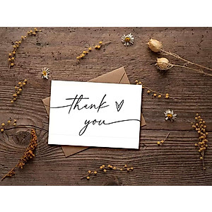 Thank You Cards with Envelopes 4 x 6, Minimalistic Design, Thank You Notes with Envelopes Set for Baby Shower, Wedding, Small Bussiness, Graduation,Bridal Shower,Bulk Pack of 30 (White)