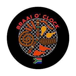 Braai O' Clock Time Funny South Africa Flag PopSockets PopGrip: Swappable Grip for Phones & Tablets