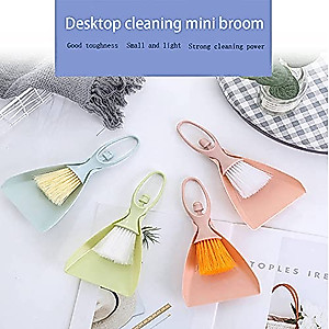 AHAVINTAGE.COM Mini Dustpan and Brush Set Cleaning Tool,Broom and Dustpan Set The Best Mini Hand Broom,Desk,Countertop,Key Board,Cat,Dog and Other Pets,Dustpan Green