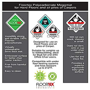 Floortex Cleartex Megamat Heavy-Duty Polycarbonate Mat for Hard Floor/All Carpet, 46 X 53, Clear