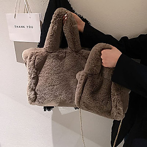 Tote Bag large Shoulder Bag Fleece Faux Fur Hobo Tote Bag Handbag Retro Bag Solid Color Big Purse