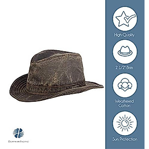 Dorfman Pacific Men's Indiana Jones Weathered Cotton Hat, Dark Brown, Small