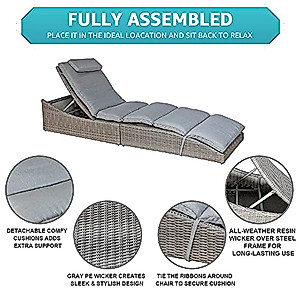 Soleil Jardin Folding Pool Lounge Chair Set of 2 Outdoor Adjustable Chaise Lounge Chair, Fully Assembled, Patio Reclining Sun Lounger, Gray