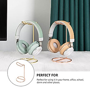 NUOBESTY 1pc Gold Organizer Frame Stable Portable Stand Useful Storage Office Hanger Supporting Base Rose Headphones Universal Rack Anti- Non- Orgnizer Golden Headphone Earphone Holder