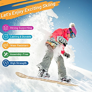 Goplus Wood Snowboard, Sledding Board W/ Adjustable Step-in Bindings, Contoured Foot Deck, ASTM Approved Skiing Board Winter Sports Ideal for Beginners, Kids & Teens Age 5+