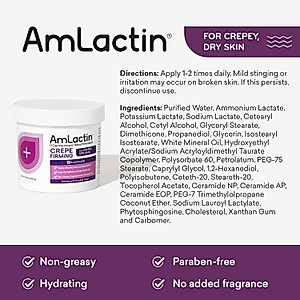AmLactin Crepe Firming Cream - 12 oz Body Cream with 15% Lactic Acid - Exfoliator and Moisturizer for Crepey, Dry Skin​