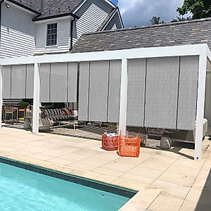 ECOOPTS Outdoor Roller Shade, Roll Up Shade Blind Sun Shade for Patio Porch Back Yard Gazebo Deck Balcony (4'W x 6'L, Light Grey)
