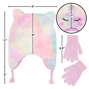 Toddler Winter Hat and Gloves Set for Ages 4-7 or Boys & Girls Winter Hat & Toddler Mittens Ages 2-4 (Multicolor Unicorn - Gloves, 4-7 Years)
