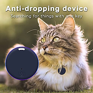 Portable Tracking Bluetooth 5.0 Mobile Key Tracking with Ring,Smart Anti-Loss Device Waterproof Device Tool Pet Loc_ator Finder Tracker for Pet Cats Dogs Wallet Key,Easy to Use (Dark Blue)