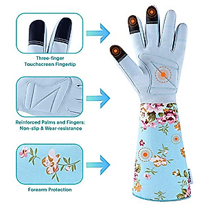 WANCHI Garden Gloves for Women Long Sleeve Gardening Gloves Thorn Proof Rose Pruning Gloves Light Protective Work Gloves for Yard & Outdoor Work Blue Large