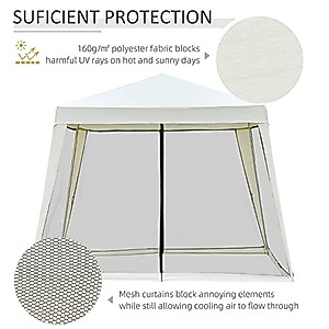 Outsunny 10'x10' Outdoor Party Tent Canopy with Mesh Sidewalls, Patio Gazebo Sun Shade Screen Shelter, Beige