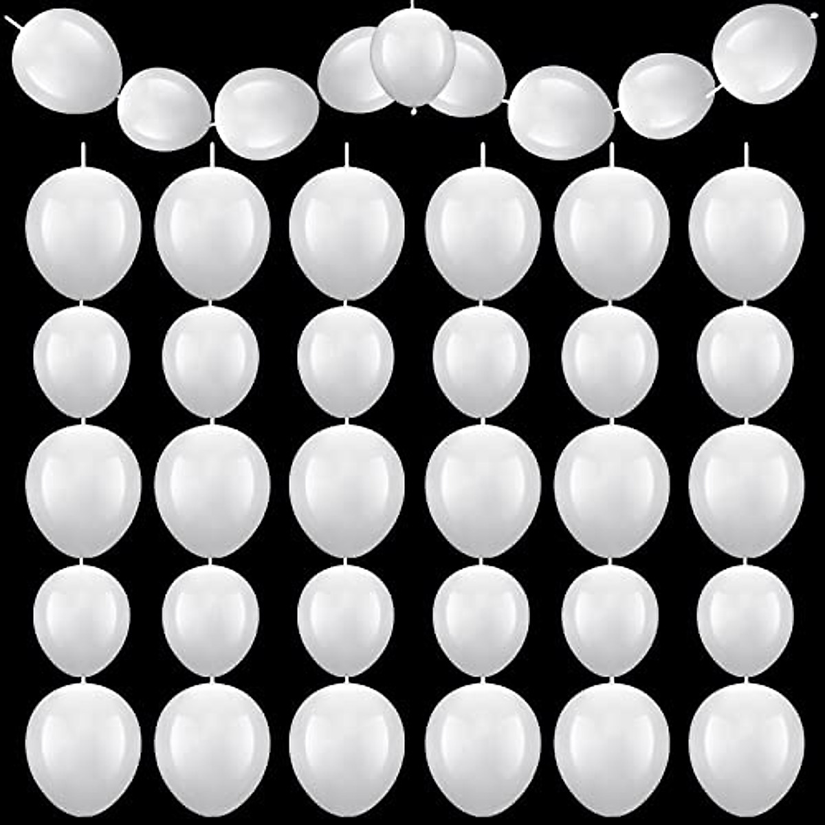 Charnoel 120 Pcs White Link Balloons, 12 Inches and 6 Inches Needle Tail Balloons Quick Linkable Balloon Latex Linking Balloons for Birthday Party Wedding Anniversary Graduation Arch Decorations