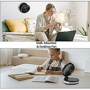 Jassco Air Circulator Fan, Desktop Fan, Portable Oscillating Table Fan for Whole Room, Wall-Mounted Fan, 4 Speeds, Personal Cooling Fan with LED Night Light for Home, Dorm, Workout