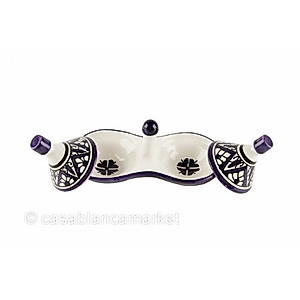 Moroccan Condiment Bowl Tagine, Berber Design Spice Duo (Blue and White)