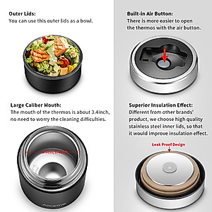 Soup Thermos Food Jar Insulated Lunch Container Bento Box for Cold Hot Food 27oz Food Flask Wide Mouth Stainless Steel Vacuum Lunch Box for Kids Adult with Spoon Flexible Handle Leak Proof – Blue