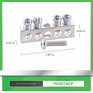 Square D by Schneider Electric PK4GTACP 4 Terminal Ground Bar Kit, Pack of 1, Silver
