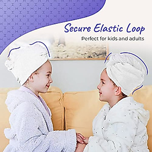Turbie Twist Microfiber Hair Towel Wrap for Women and Men | 2 Pack | Bathroom Essential Accessories | Quick Dry Hair Turban for Drying Curly, Long & Thick Hair (White, White)