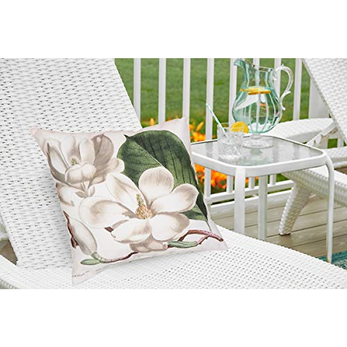 C&F Home Colonial Williamsburg Southern Magnolia Flower Premium Indoor/Outdoor Pillow Decor Decoration Accent Throw Pillow 18" x 18" Cream