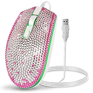 MagiDeal USB Gaming Mouse 1600DPI,Breathing LED Lights, Rhinestone Mouse Mice for PC Keyboard,for Windows Laptop Gamer