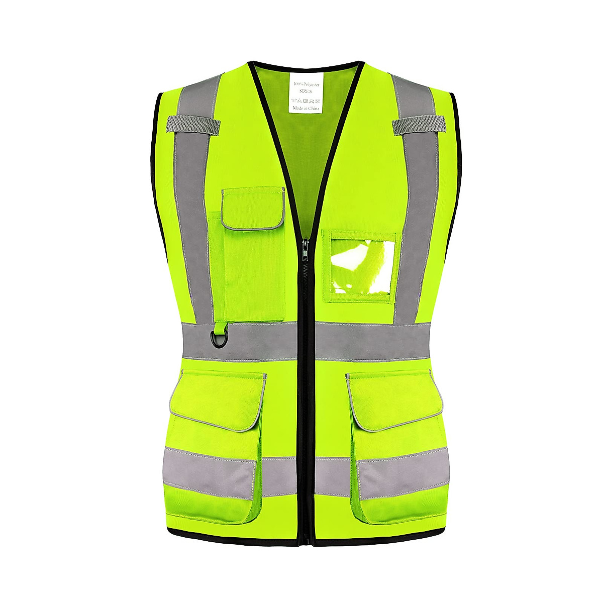 Phrmovs Class 2 Hi Vis Reflective Safety Tool Vest for Women Work with 7 Pockets and Zipper, Security Vest Meets ANSI/ISEA Standard Yellow, M