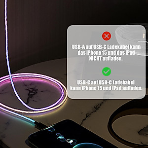 MOSHOU USB C Glowing Charging Cable 3ft, RGB Light Gradual Lighting USB C to USB C, PD 100W Fast LED Charging Wire Glowing Cable for Samsung Galaxy S24/S23/S22/S21Plus A60 A50 Note 20 (TypeC to TypeC)