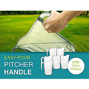 Arrow Home Products Clear Plastic Pitcher, 60 Ounce - 6 Pack Bulk Set for Bars and Restaurants - Space-Saving Stackable Design - Fill with Ice Water, Beer - Made in the USA, BPA Free, Dishwasher Safe