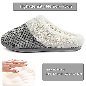 ULTRAIDEAS Women's Lamb-hug Comfy Fleece House Slippers Memory Foam, Slip-on House Shoes Indoor Outdoor (Grey, Size 7-8)