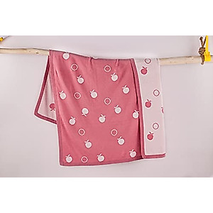 Gabby Loop - Baby Receiving Blanket for Boys Girls, Infant Swaddle Newborn Essential Soft Warm 100% Muslin Cotton, 30 x 40 inches, Pink Apple