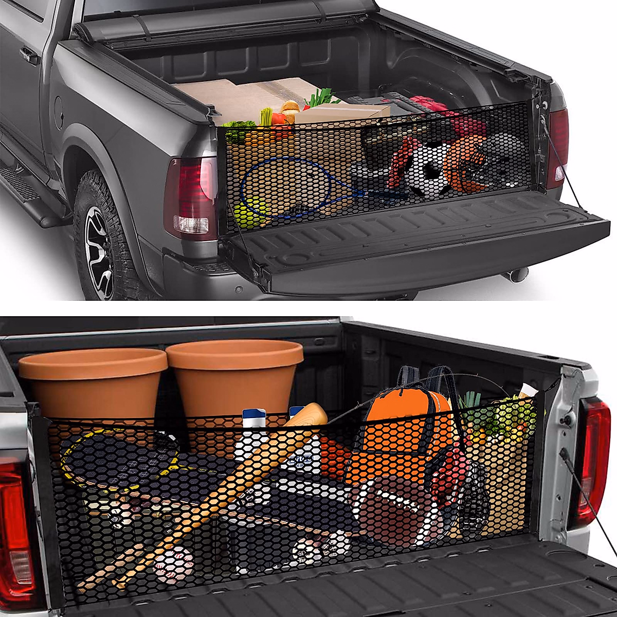 KARCOCA Truck Bed Cargo Net for Trunk Storage，Mesh Storage Cargo Trunk Organize Grocery Holder，Cargo Net for Pickup Truck Bed Automotive Cargo Nets