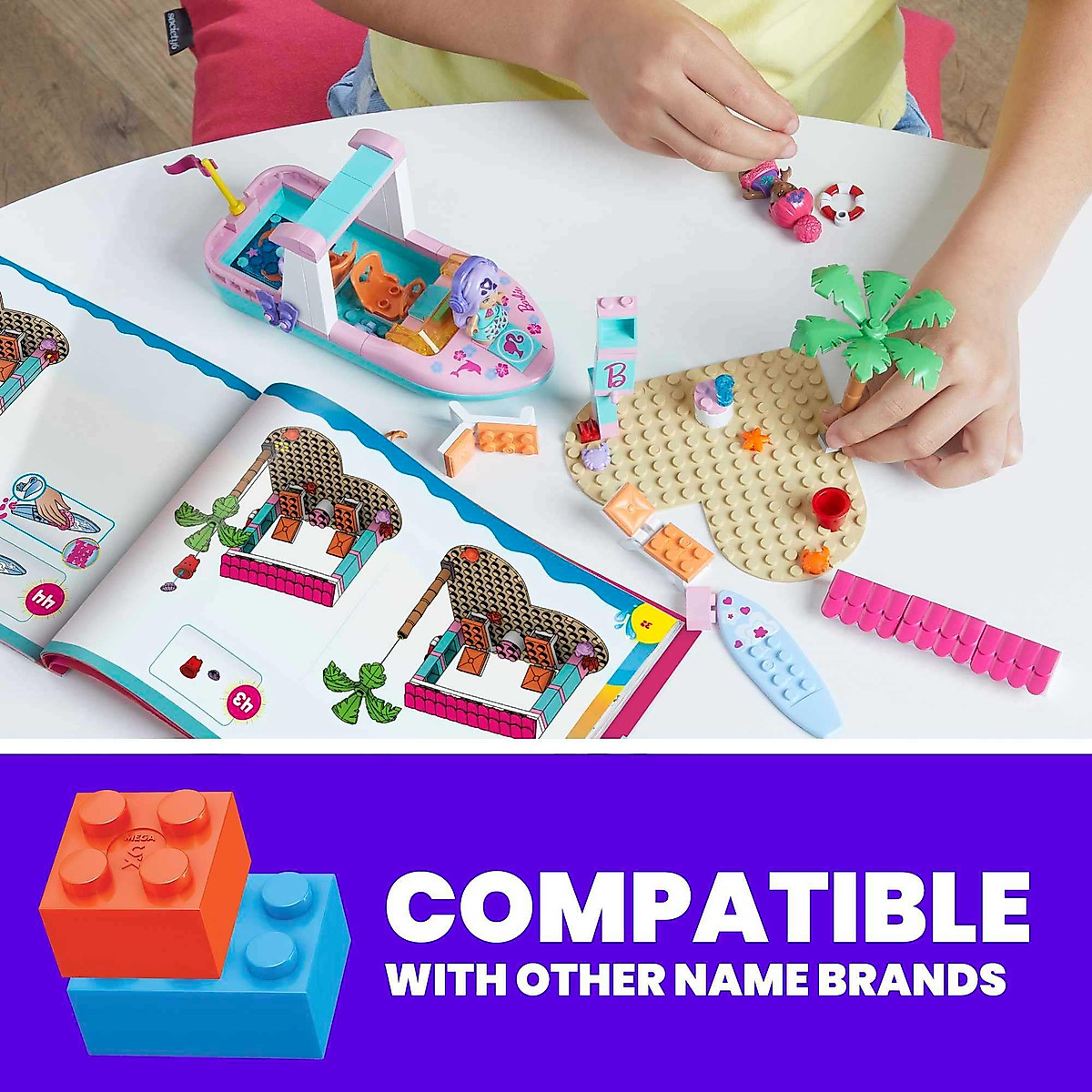 MEGA Barbie Color Reveal Building Toy Playset, Dolphin Exploration with 121 Pieces, 15 Surprises and Accessories, Kids Age 5+ Years