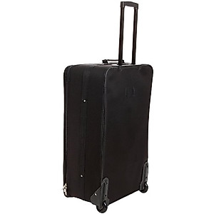 Rockland Journey Softside Upright Luggage Set,Expandable, Lightweight, Black, 4-Piece (14/19/24/28)